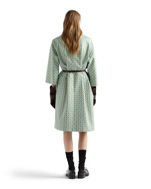 Prada Single-breasted Floral Jacquard Duchesse Coat
