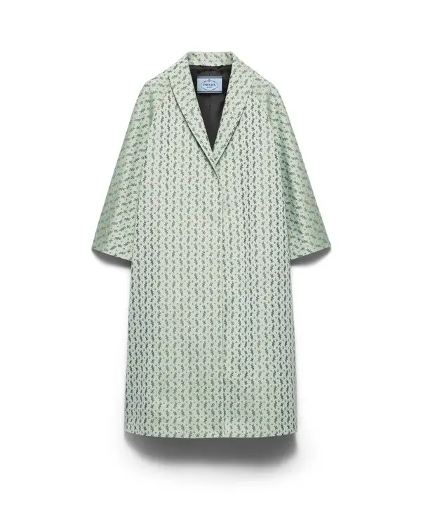 Prada Single-breasted Floral Jacquard Duchesse Coat