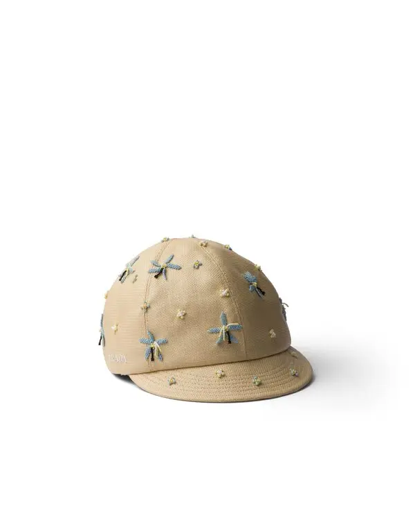 Prada Ebroidered Cap - Neutral
