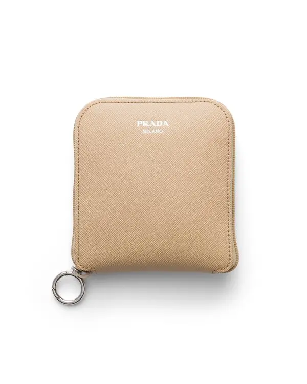 Prada Saffiano Leather Pendant With Re-nylon Tote Bag - Brown