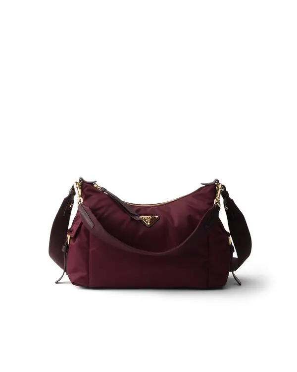 Prada Large Re-nylon And Leather Bag - Red