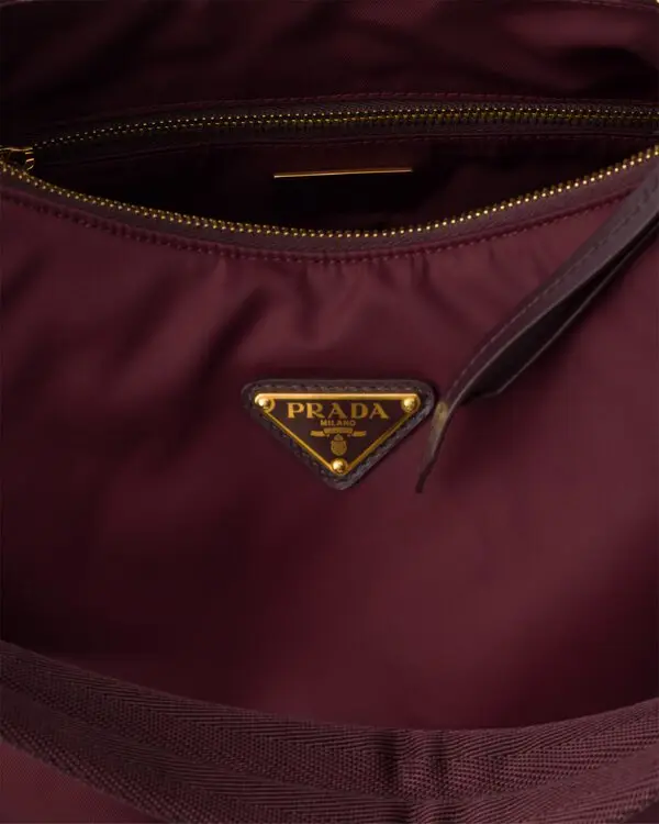 Prada Large Re-nylon And Leather Bag - Red