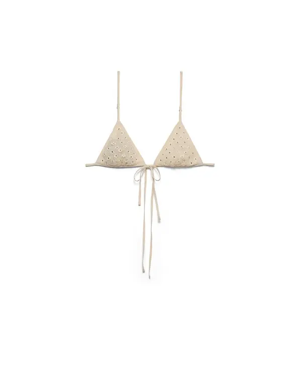 Prada Lace-trimmed Bra With Rhinestones - Neutral