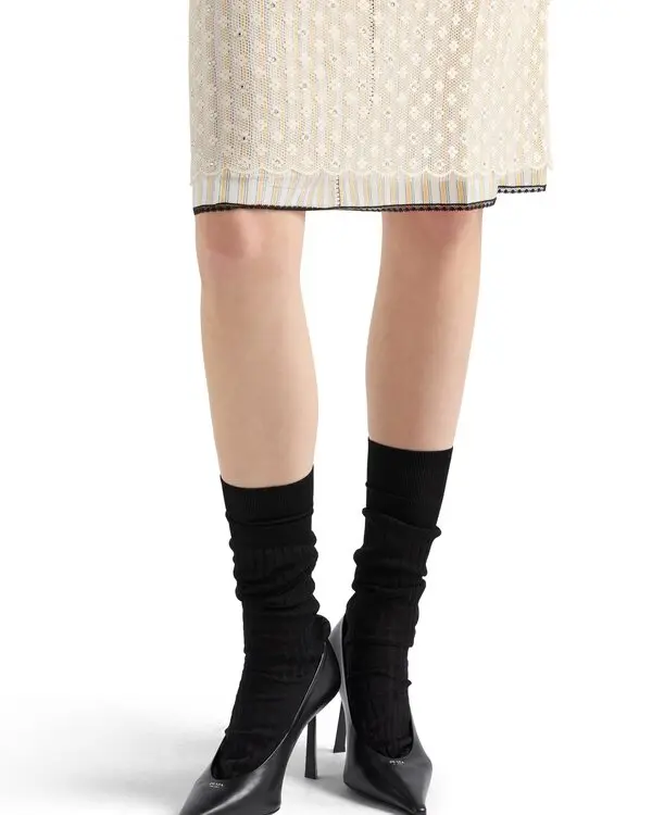 Prada Embroidered Lace Skirt