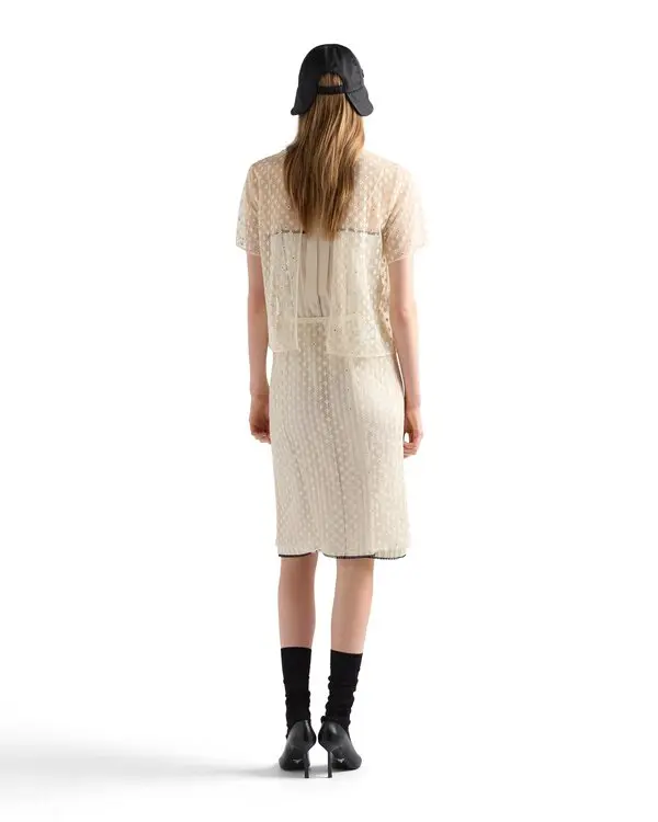 Prada Embroidered Lace Skirt