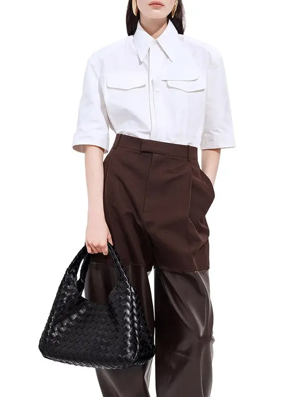 Bottega Veneta Woven Leather Bell Bag - Black