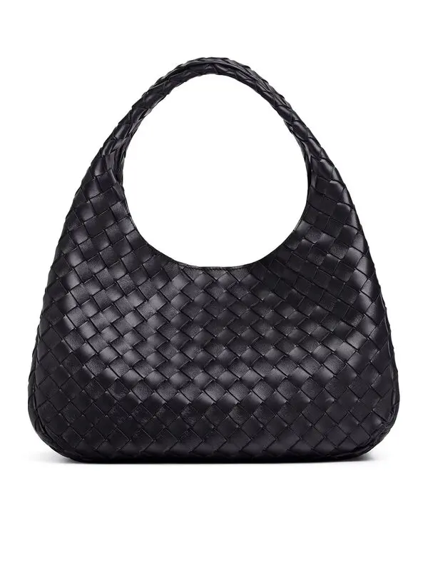 Bottega Veneta Woven Leather Bell Bag - Black