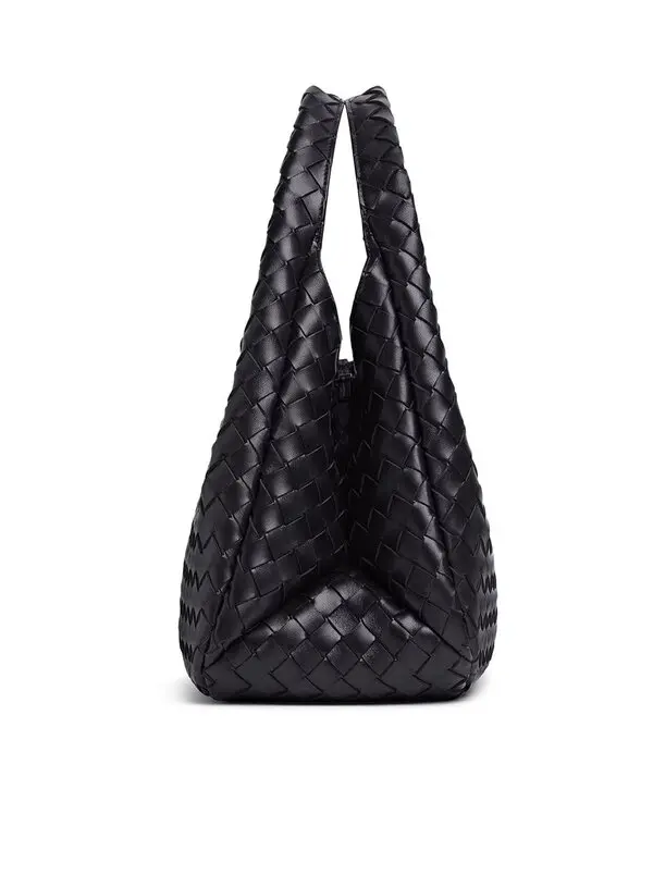 Bottega Veneta Woven Leather Bell Bag - Black