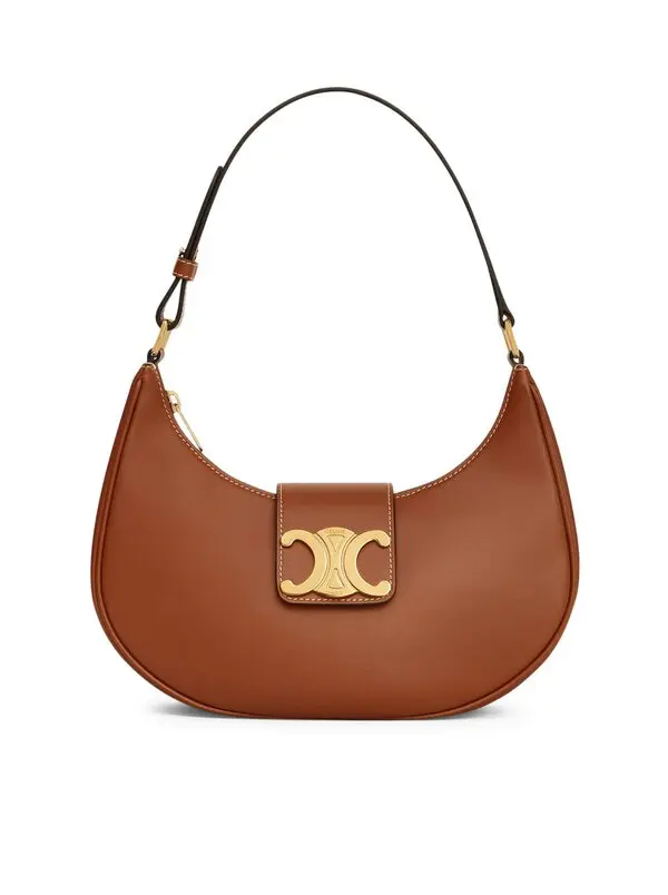 Celine Medium Ava Triomphe Bag In Smooth Calf Leather - Brown