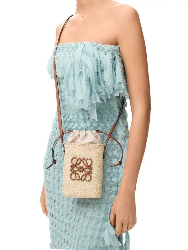 Loewe Square Bag In Iraca Palm And Calfskin