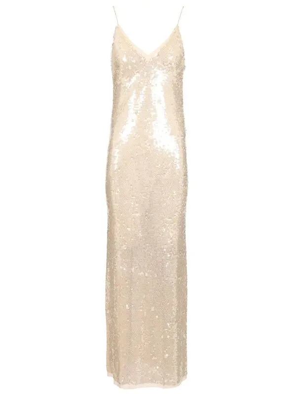 FORTE_FORTE Liquid Sequins Slip Dress - Cream