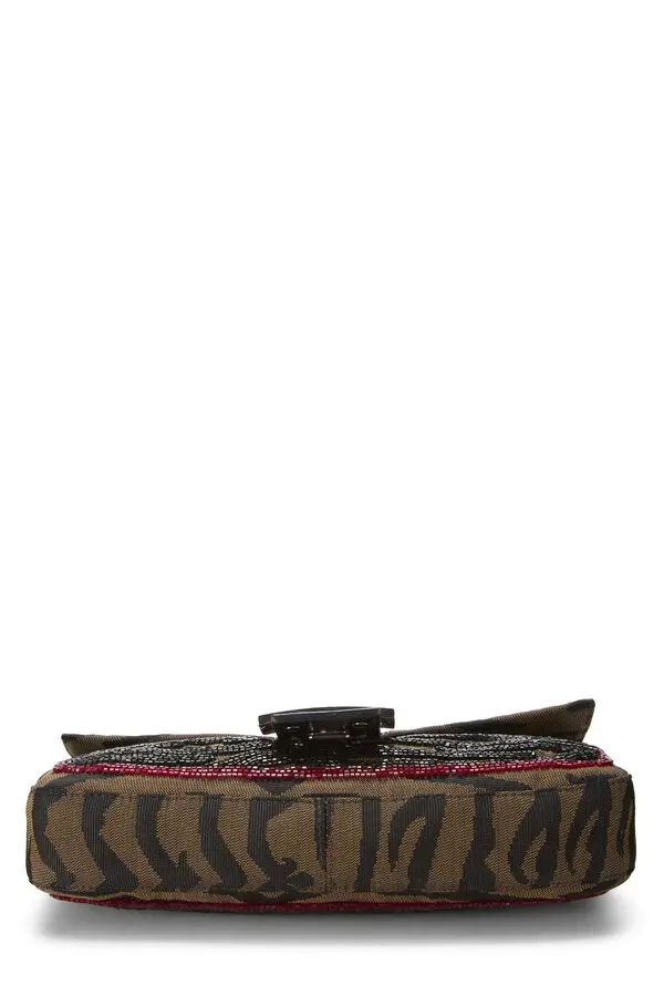 Fendi Beaded Zucca Canvas Baguette Shoulder Bag