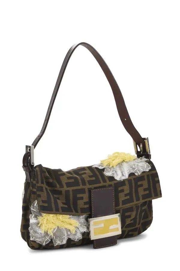 Fendi Zucca Monogram Embroidered Baguette Shoulder Bag