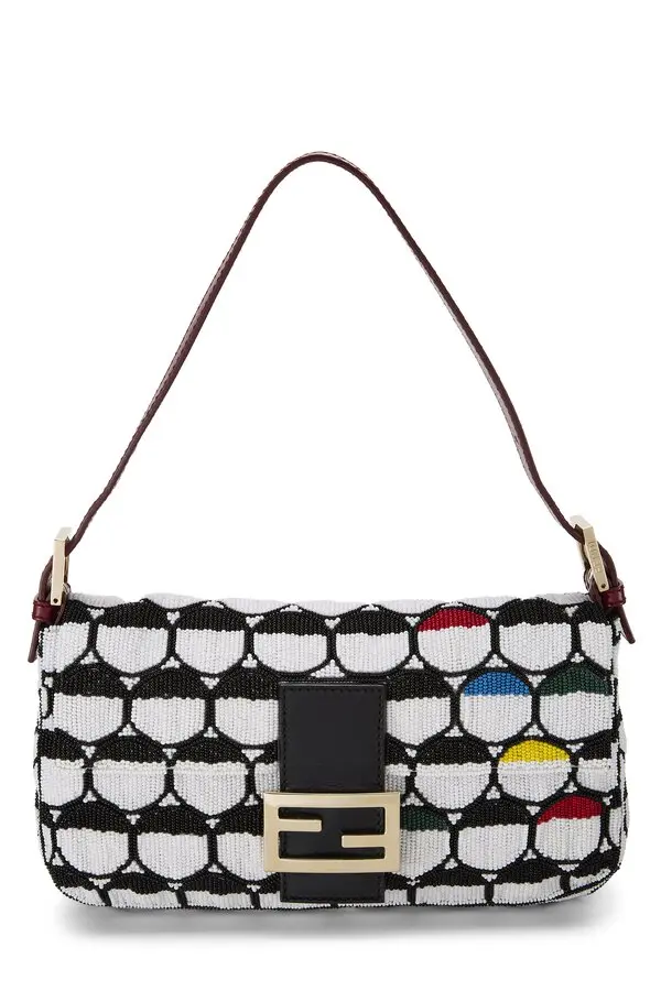 Fendi Beaded Baguette Bag - Black