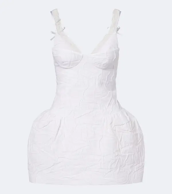 SHUSHU/TONG Crinkled Cotton-blend Mini Dress - White