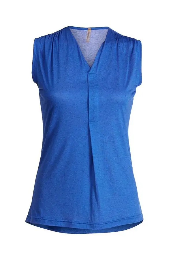 CONQUISTA Sleeveless V Neck Top - Blue