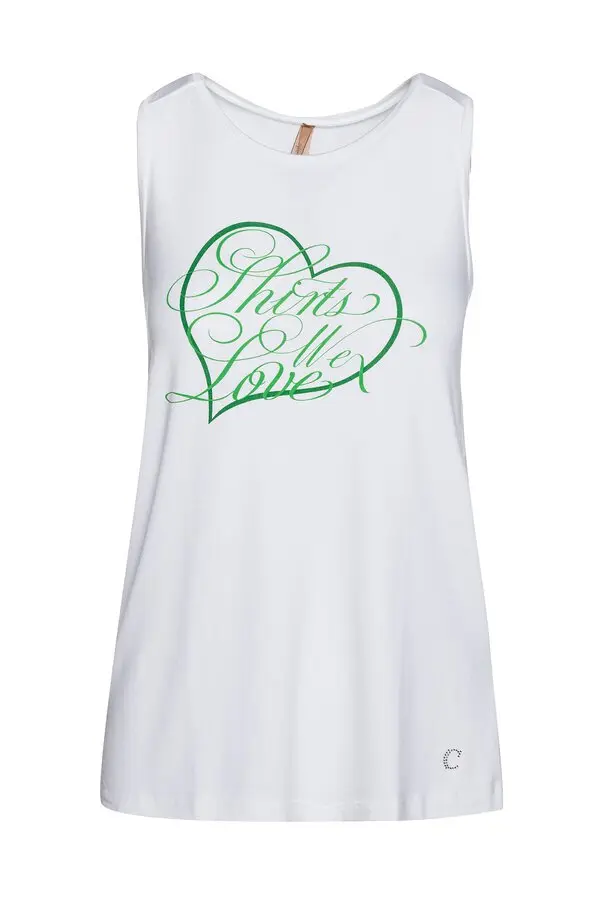 CONQUISTA Racer Back Print Top - White