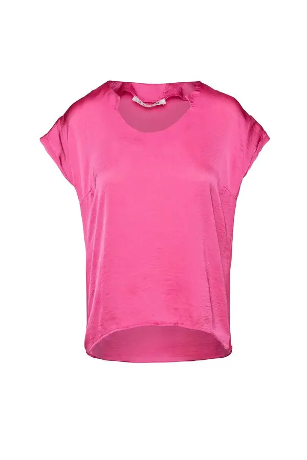 CONQUISTA Fuchsia Cap Sleeve Top - Pink