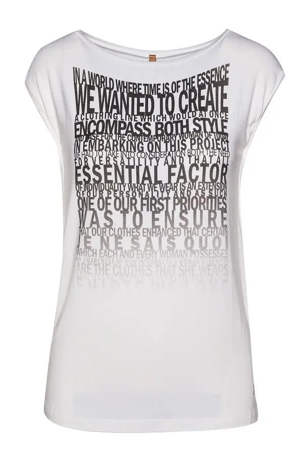 CONQUISTA Sleeveless Top With Word Print - White