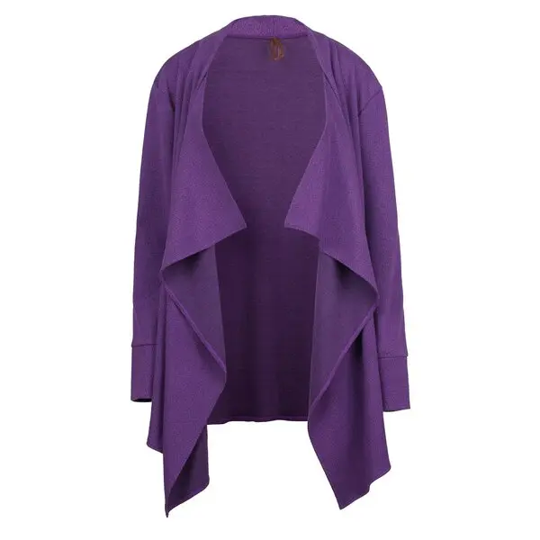 CONQUISTA Open-front Knit Style Long Cardigan - Purple