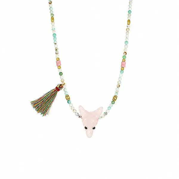 ORMIRO Wild Spirit Wolf Multi-stone Necklace - Pink