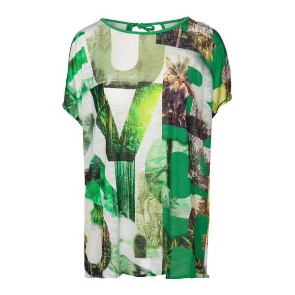 CONQUISTA Print Flama Top With Tie Detail - Green