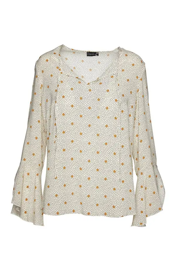 CONQUISTA Neutrals Loose Fitting Print Top With Ties - Black