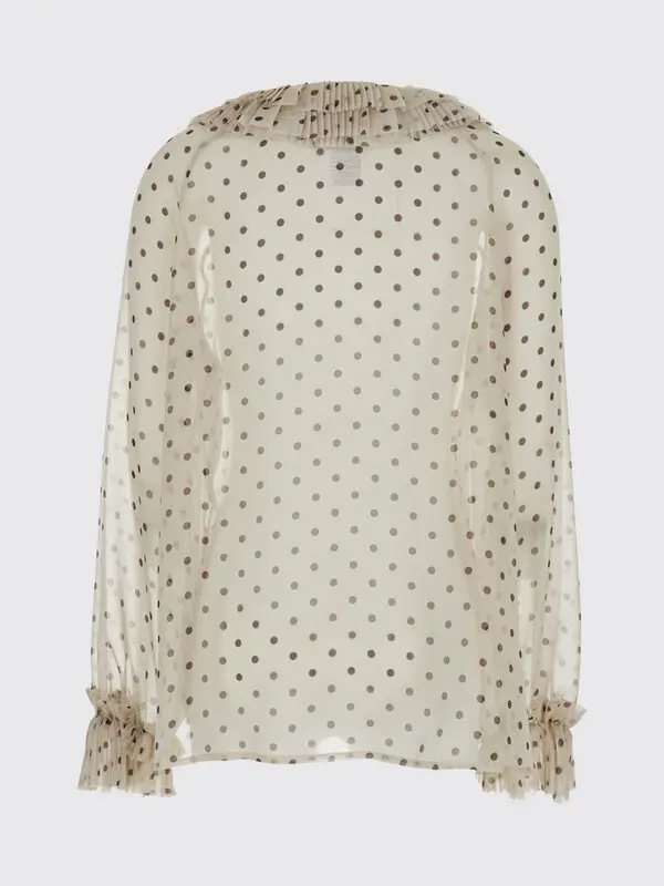 PAROSH P.a.r.o.s.h. Embroidered Polka Dot Crêpe Blouse With Ruffles