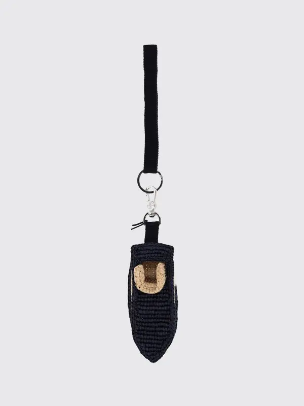 PATOU Bi Crochet Raffia Keychain With Embroidered Logo - Blue