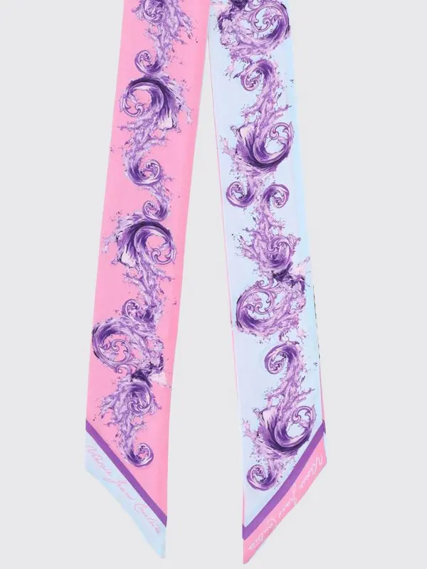 Versace Baroque Print Silk Bandeau Scarf With Logo