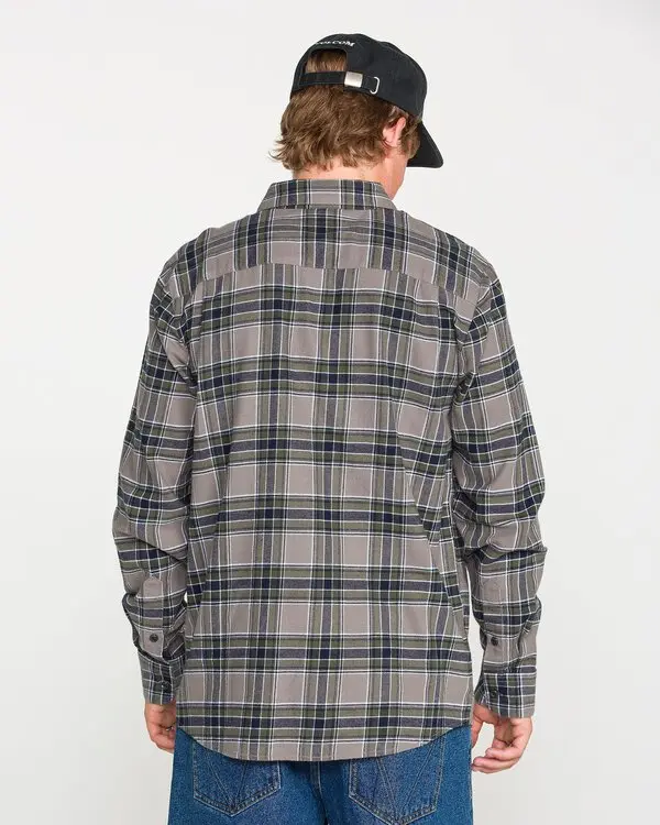 Volcom Caden Plaid Long Sleeve Shirt - Pewter