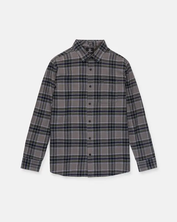 Volcom Caden Plaid Long Sleeve Shirt - Pewter