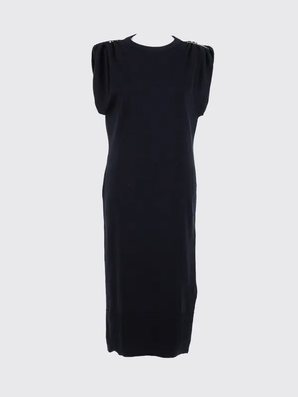 TWINSET Sleeveless Midi Dress With Striped Shirt Underlay