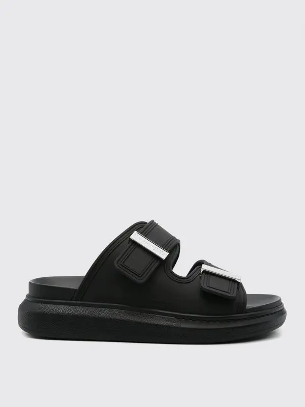 Alexander McQueen Double Strap Rubber Sandals - Black