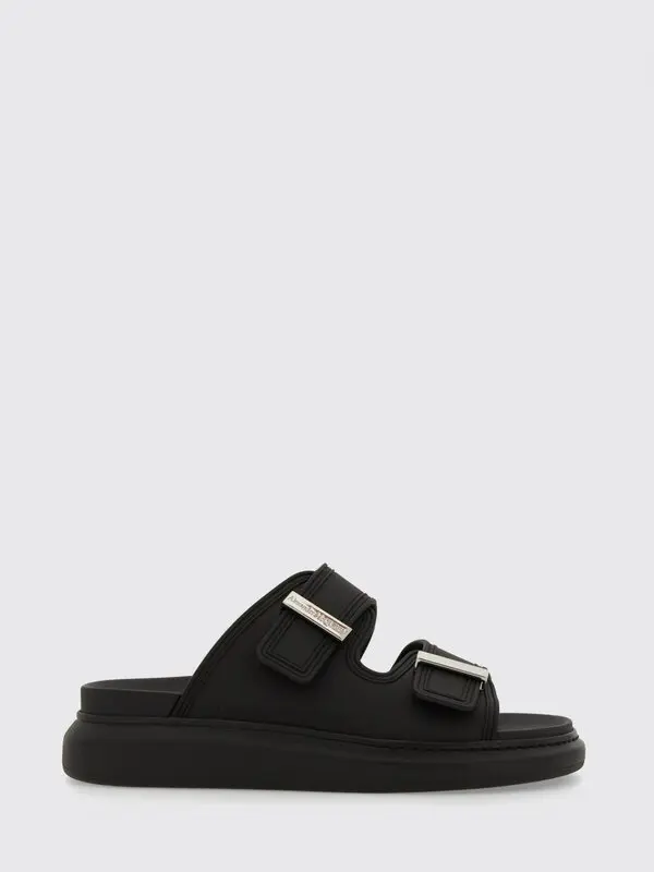 Alexander McQueen Double Strap Rubber Mule Sandals - Black