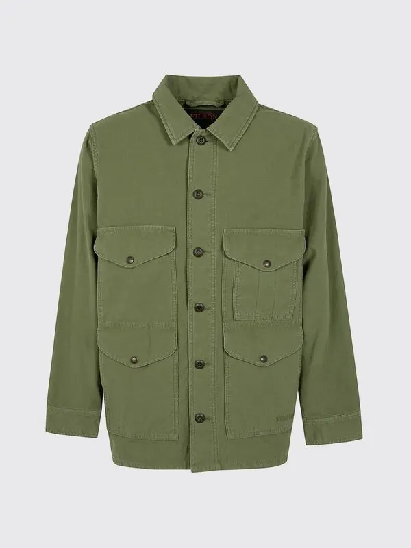 Filson Button-up Cotton Shirt Jacket With Spread Collar And Patch Pockets