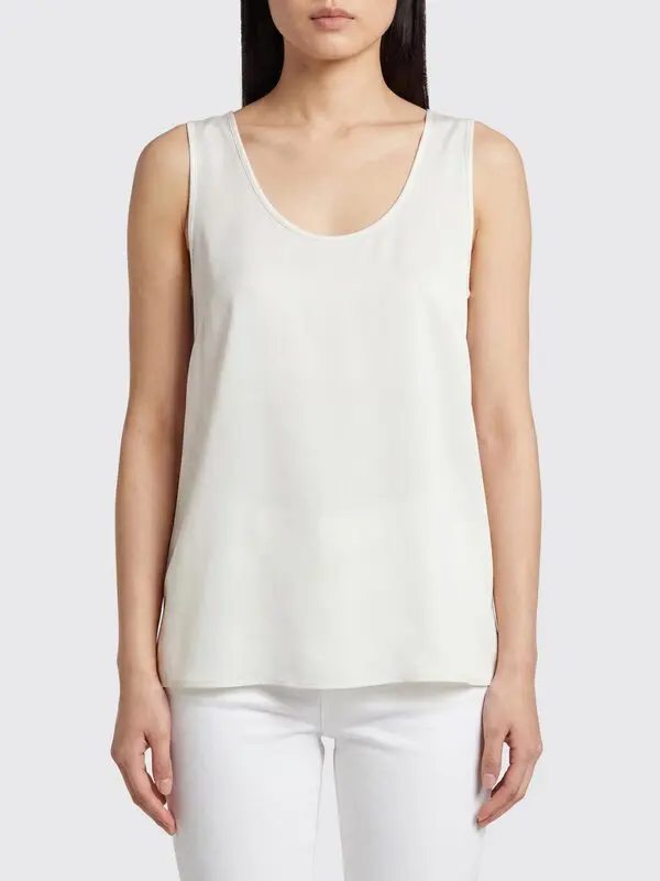 PAROSH Sleeveless U-neck Top P. A.r. O.s. H. In Polyester - White