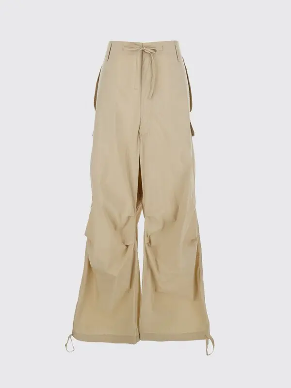PAROSH P.a.r.o.s.h. High-waisted Wide-leg Cargo Trousers In Cotton Blend With Drawstring