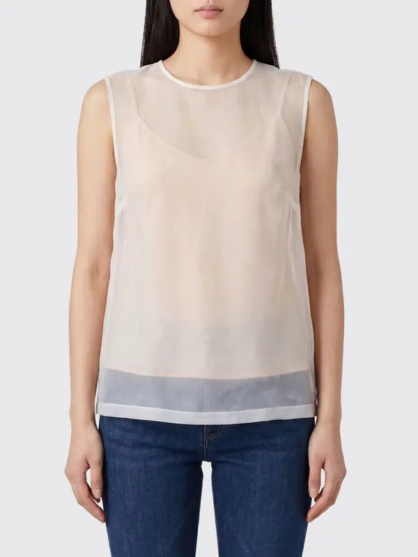 PAROSH Sleeveless Crewneck Top P. A.r. O.s. H. In Pure Silk - White