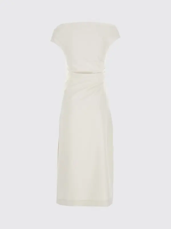 PAROSH P.a.r.o.s.h. Cady Sheath Midi Dress With Ruched Waist - White