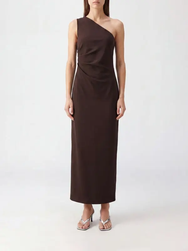 PAROSH P.a.r.o.s.h. Asymmetric One-shoulder Midi Dress