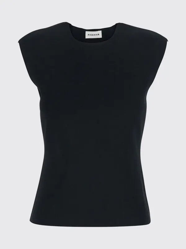 PAROSH P.a.r.o.s.h. Slim Fit Sleeveless Crewneck Top In Viscose Blend