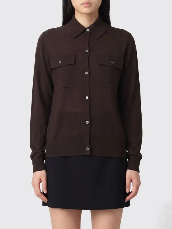 PAROSH Wool, Silk And Cashmere Blend Cardigan P. A.r. O.s. H. With Patch Pockets - Brown