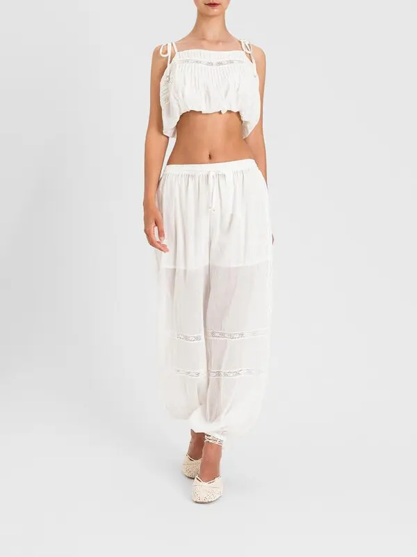 TWINSET Cotton Trousers With Lace Inserts