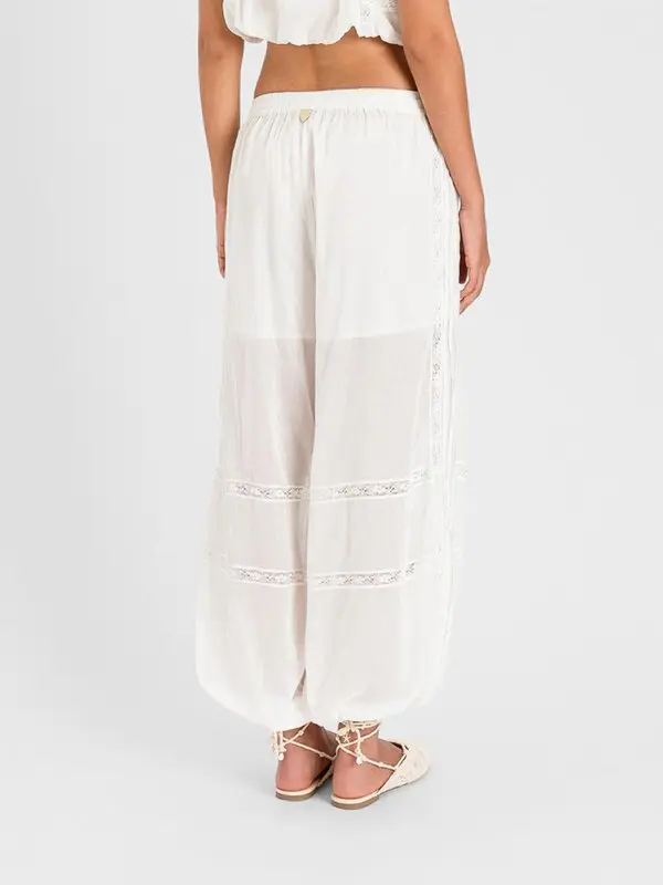 TWINSET Cotton Trousers With Lace Inserts
