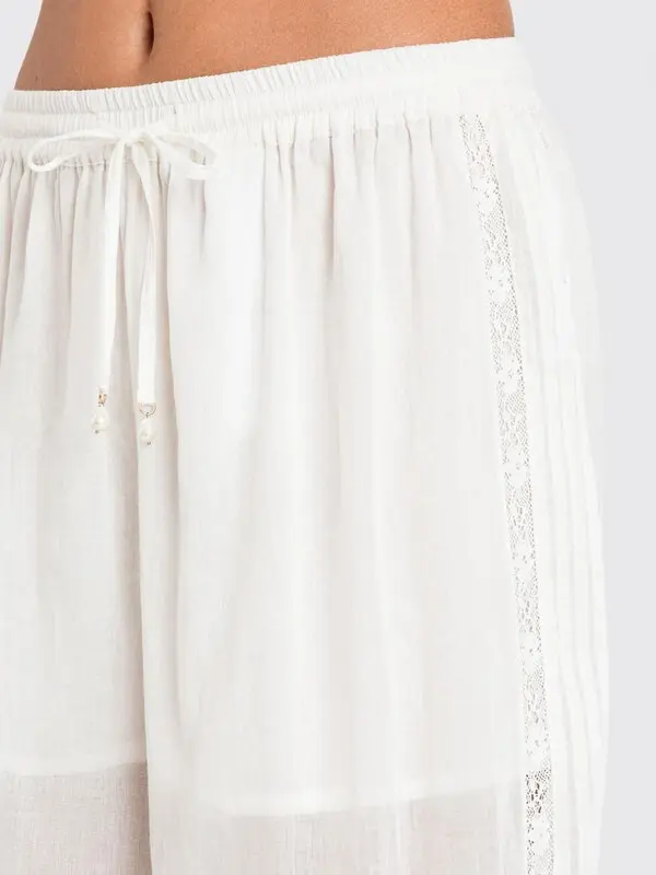 TWINSET Cotton Trousers With Lace Inserts