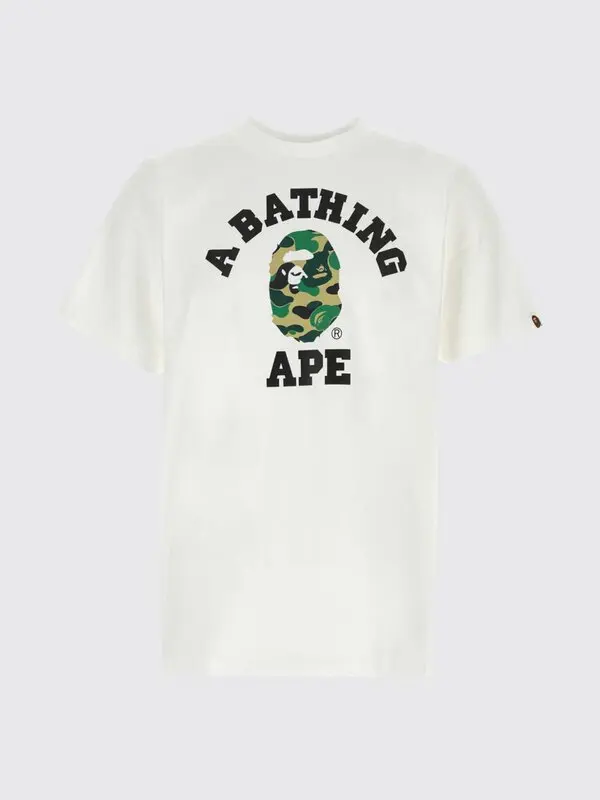 A BATHING APE Cotton Jersey T-shirt With Contrasting Chest Logo - White 1