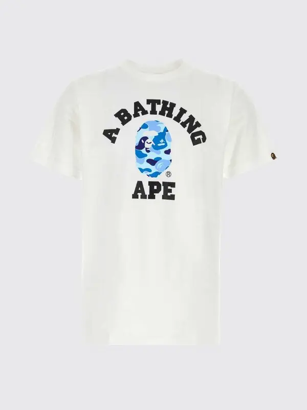 A BATHING APE Cotton Jersey T-shirt With Contrasting Chest Logo - White