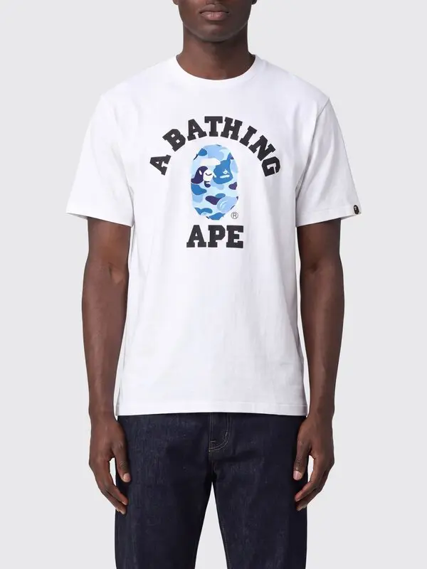 A BATHING APE Cotton Jersey T-shirt With Contrasting Chest Logo - White