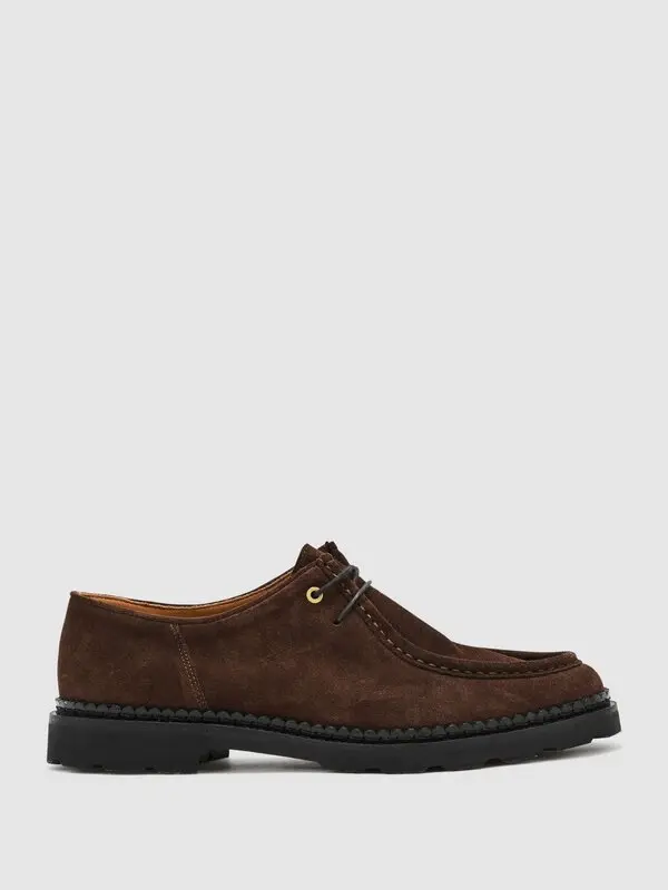 REISS Suede Hatton Suede Lace-up Moccasin Shoes - Brown